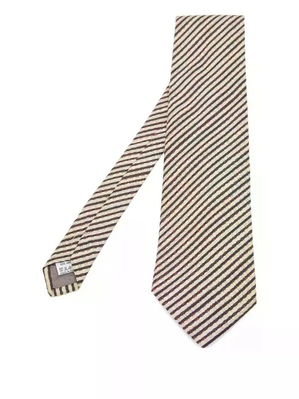 Valentino Garavani Diagonal-stripe Silk Tie - Neutrals