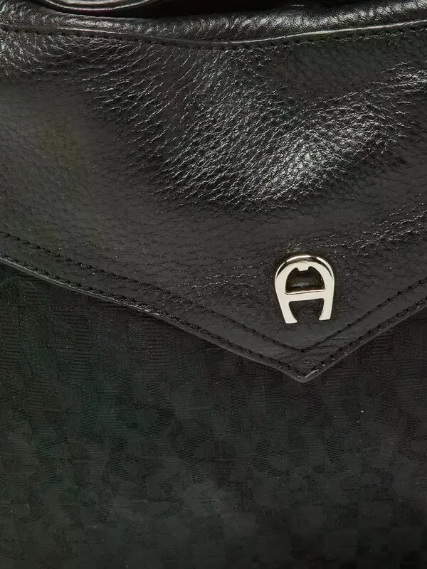 AIGNER Leather Monogram Tote Bag