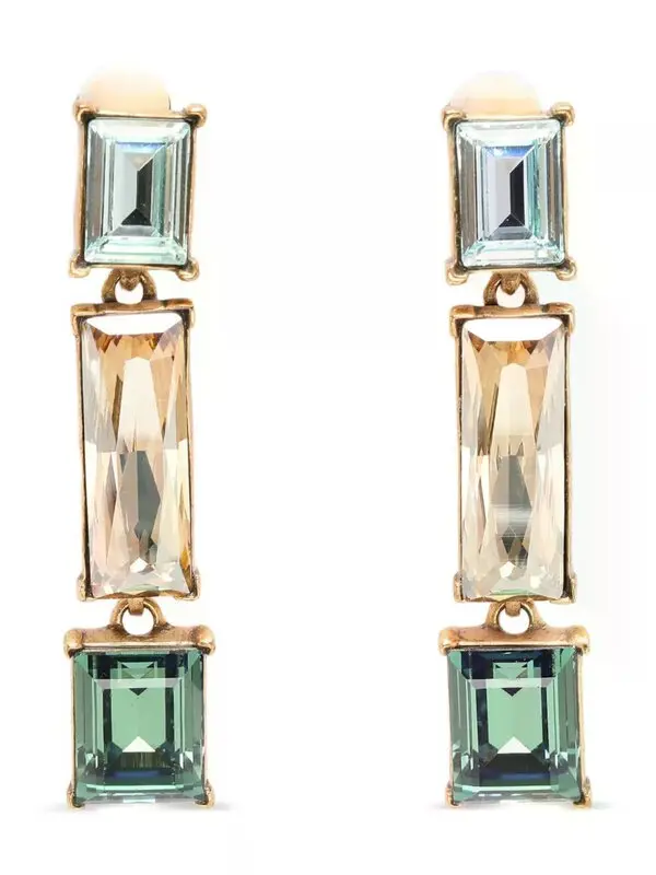 Oscar De La Renta 1990s Crystal Earrings - Gold