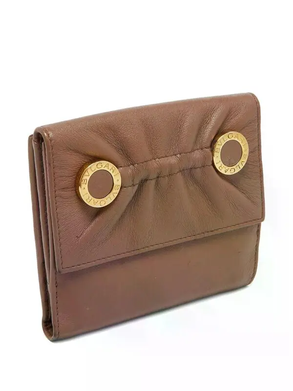 BVLGARI Engraved Rings Leather Wallet