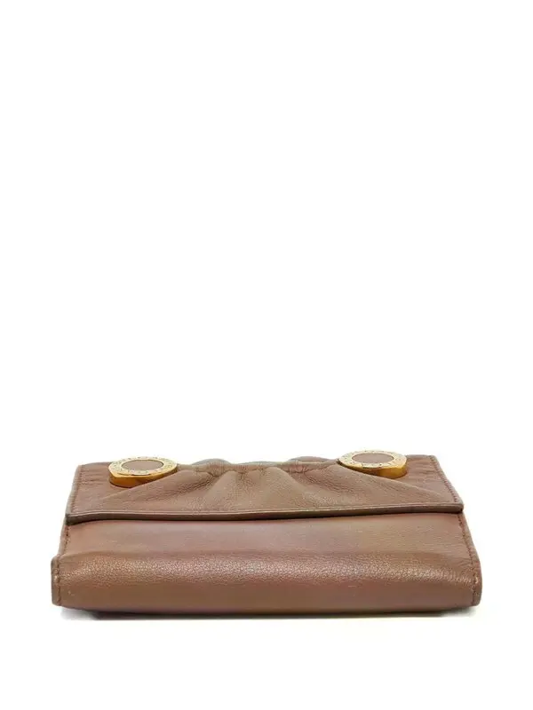 BVLGARI Engraved Rings Leather Wallet