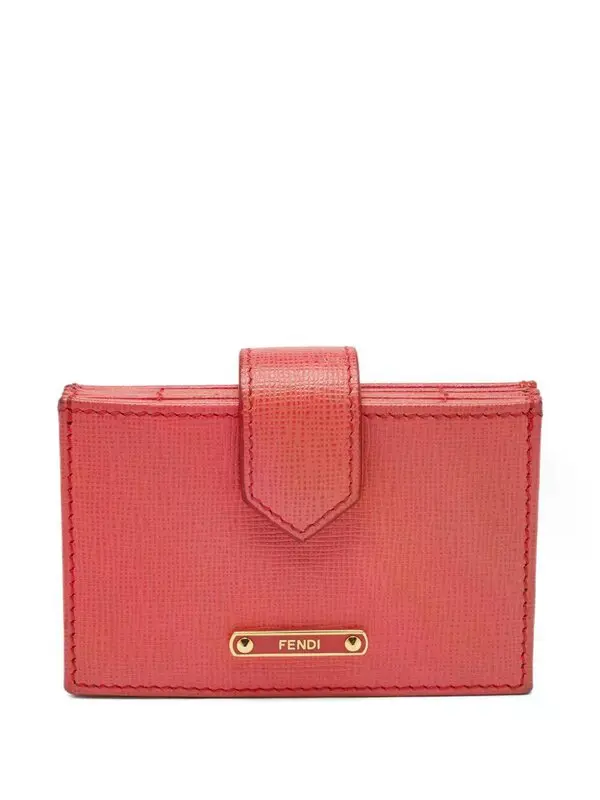 Fendi Leather Flap Wallet - Pink
