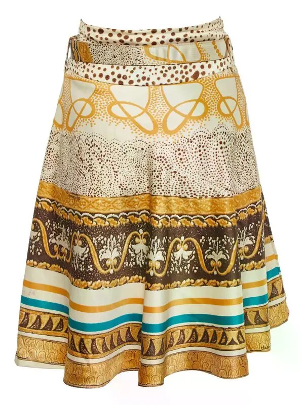 Roberto Cavalli Belted Printed Midi Skirt