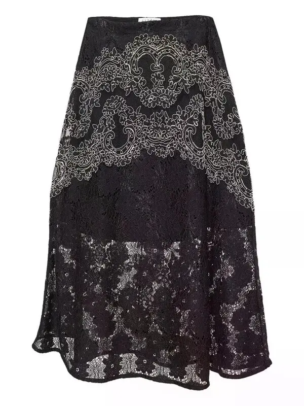 Sandro Lace Skirt With Floral Embroidery