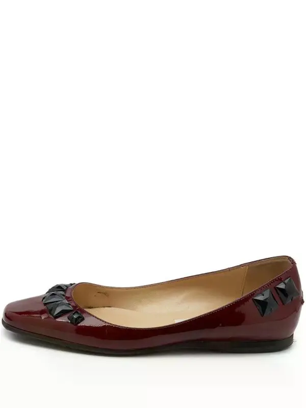 JIMMY CHOO Stud-embellished Almond Toe Ballet Flats