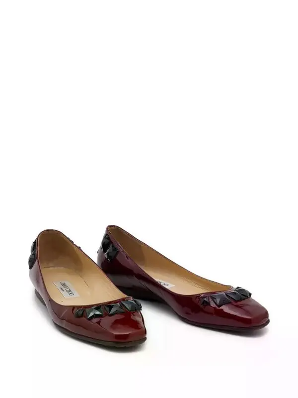 JIMMY CHOO Stud-embellished Almond Toe Ballet Flats