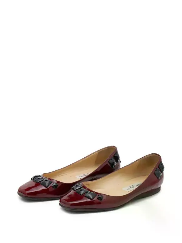 JIMMY CHOO Stud-embellished Almond Toe Ballet Flats