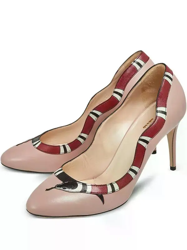Gucci 80mm Snake-motif Leather Pumps