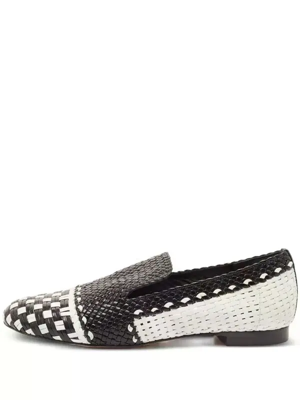 STUART WEITZMAN Woven Leather Loafers - Black
