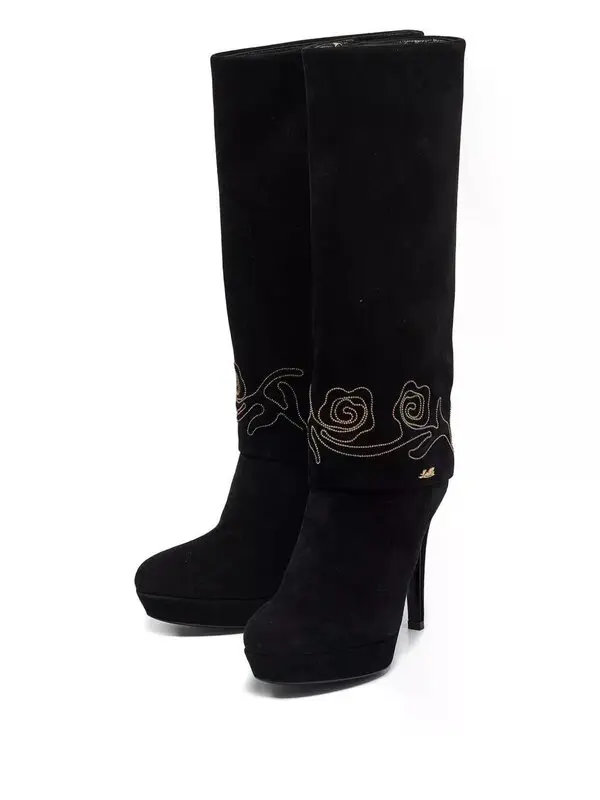LORIBLU 100mm Rose-embroidered Boots