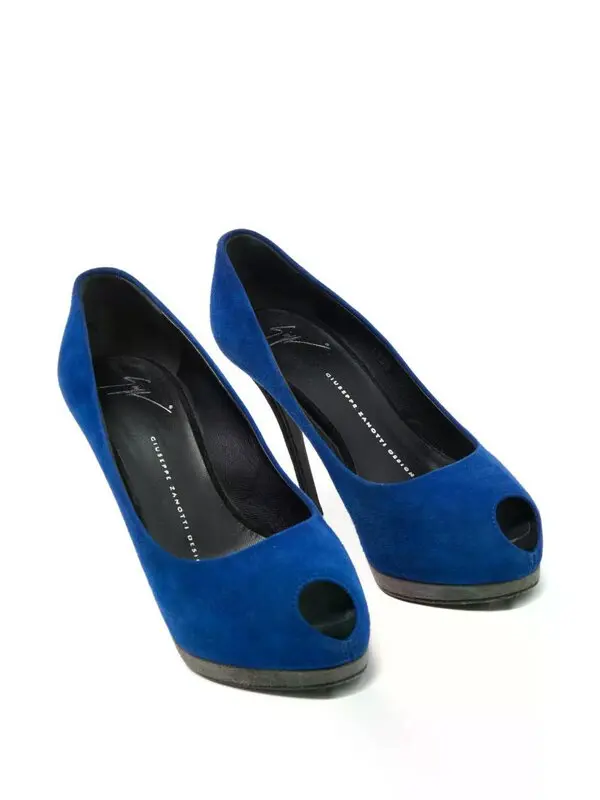 GIUSEPPE ZANOTTI 110mm Suede Peeptoe Pumps - Blue