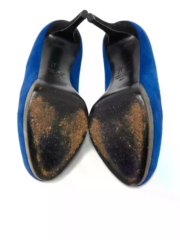 GIUSEPPE ZANOTTI 110mm Suede Peeptoe Pumps - Blue