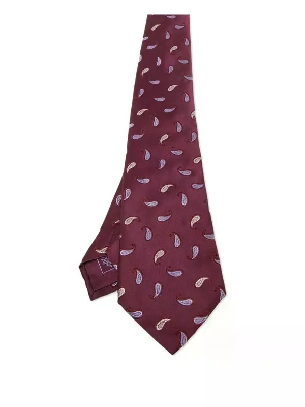 Brioni Paisley-embroidered Neck Tie - Red