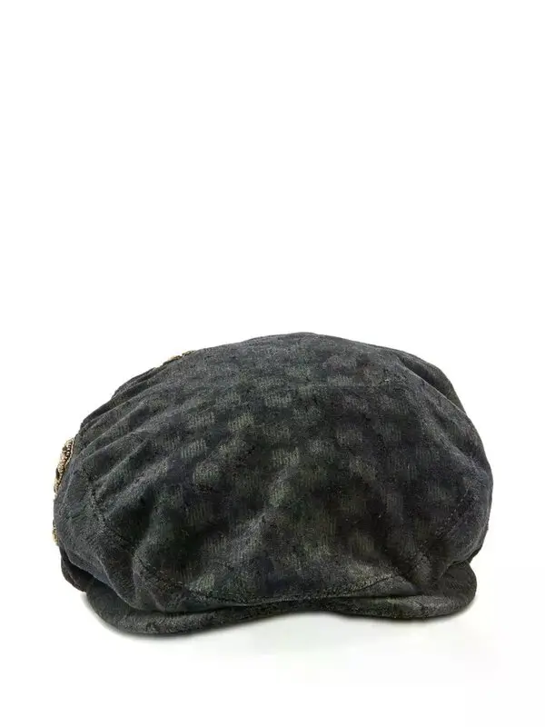 Dolce & Gabbana Embroidered Velvet Beret - Grey