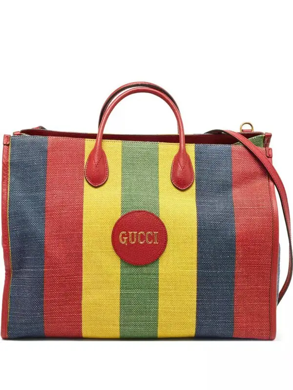 Gucci Striped Canvas Tote Bag