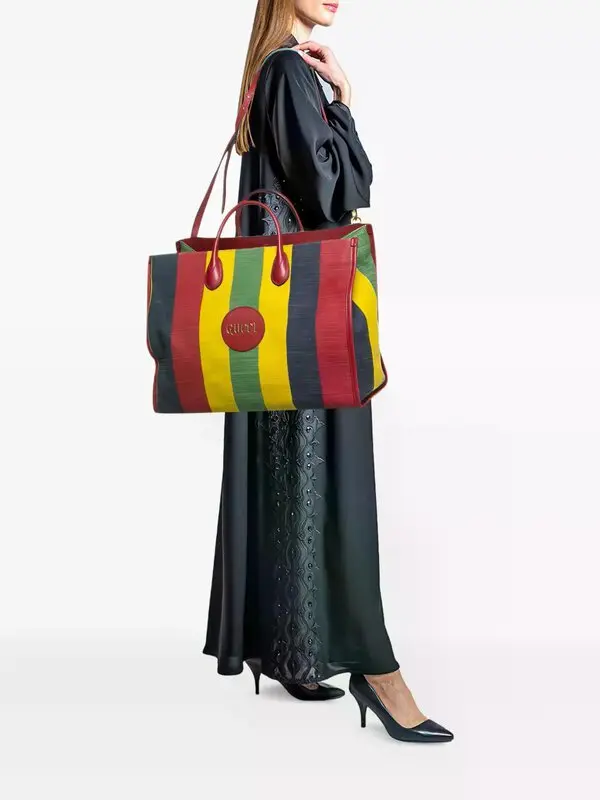 Gucci Striped Canvas Tote Bag
