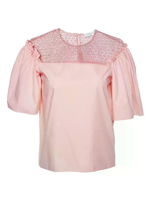 Sandro Ruffled Lace-yoke Blouse