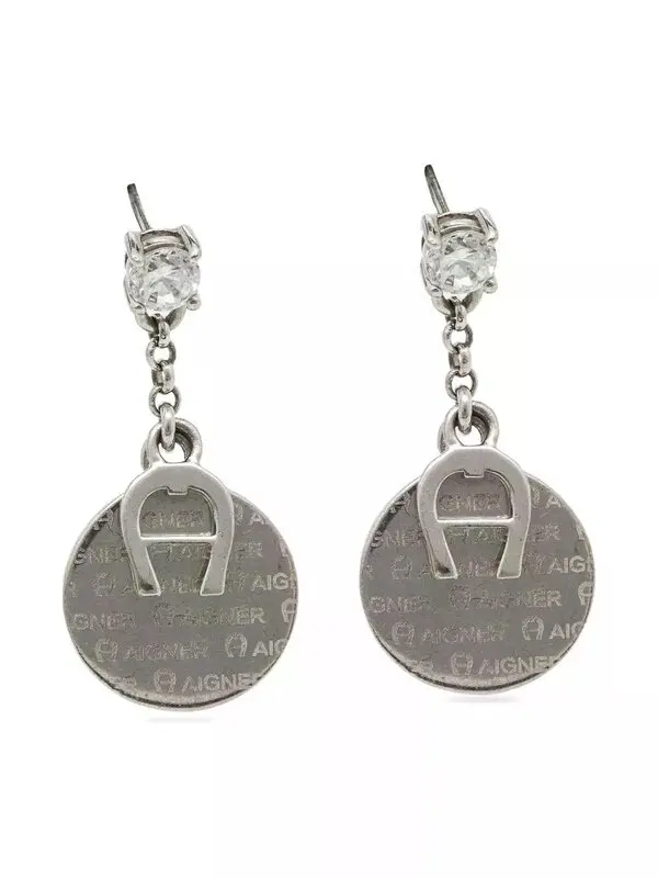 AIGNER Crystal Drop Earrings - Silver