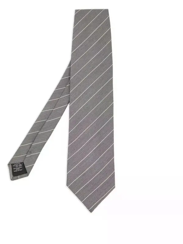 Emporio Armani Striped Silk-blend Tie - Grey
