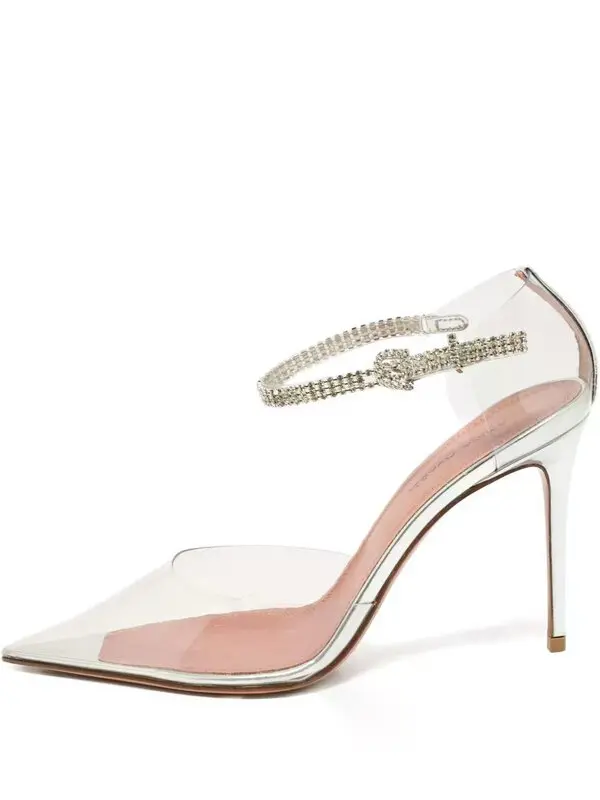 Amina Muaddi 100mm Crystal-embellished Pumps - Neutrals
