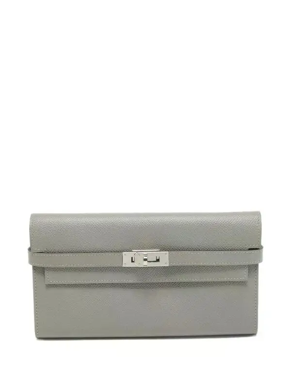 Hermès Kelly To Go Grain-textured Flap Clutch - Grey