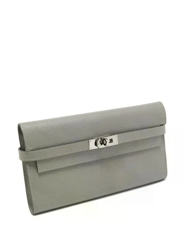 Hermès Kelly To Go Grain-textured Flap Clutch - Grey