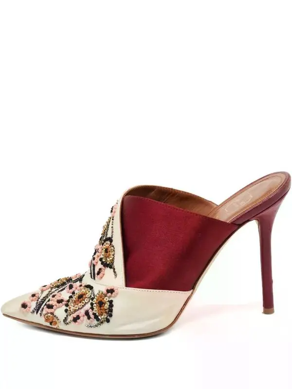 MALONE SOULIERS Floral Embroidered Mules - Neutrals