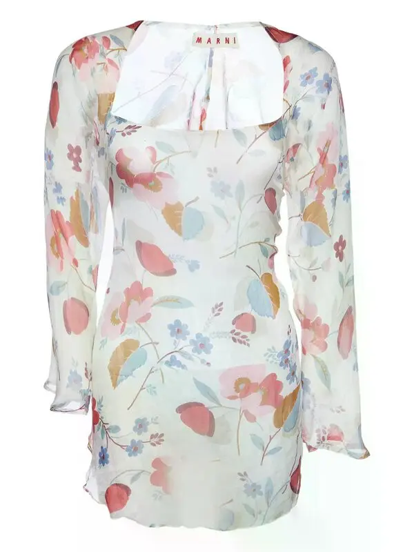Marni Floral-print Sheer Blouse