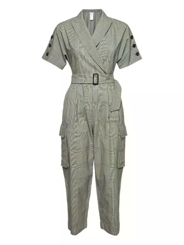 Max Mara Checked Belted Jumpsuit - Grey
