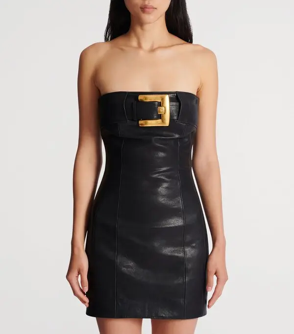 Balmain Lambskin Belt-detail Mini Dress
