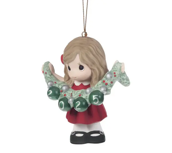 PRECIOUS MOMENTS Deck The Halls' Dated 2025 Gi Rl Ornament