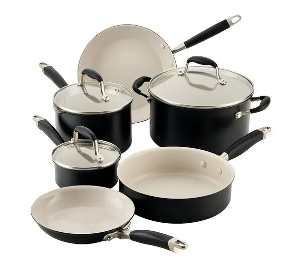 ANOLON Advanced Ceramic 9 Pc. Nonstick Cookware Set, Black - One-color