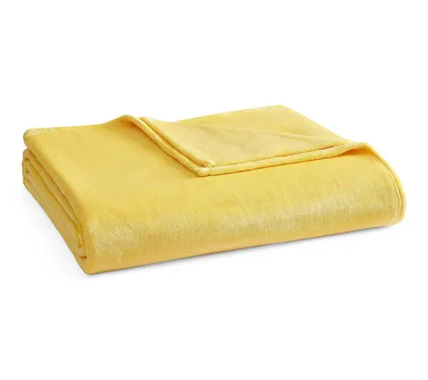 MARTHA STEWART Bedford Yellow Plush Twin Blanke T - One-color