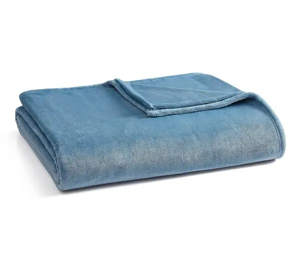 MARTHA STEWART Bedford Blue Plush King Blanket - One-color