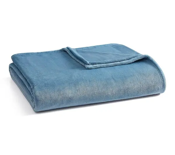 MARTHA STEWART Bedford Blue Plush Queen Blanket - One-color