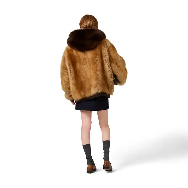 Miu Miu Shearling Blouson Jacket - Caramel