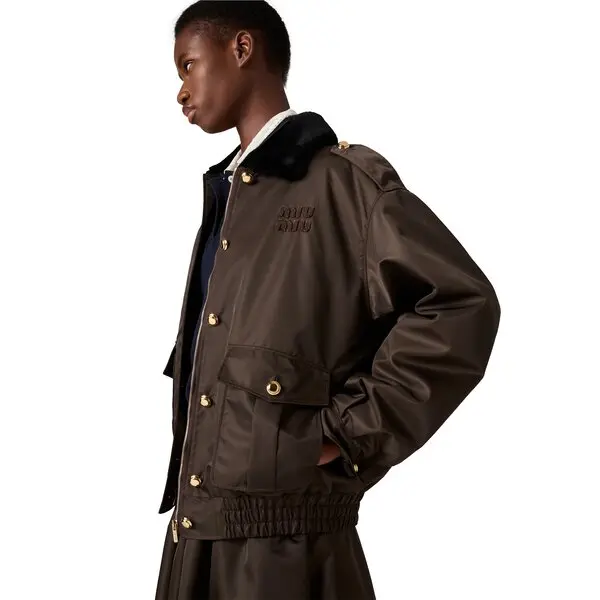 Miu Miu Technical Gazar Blouson Jacket - Coffee