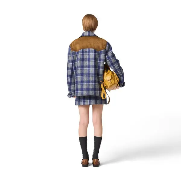 Miu Miu Checked Miniskirt - Slate/lightblue