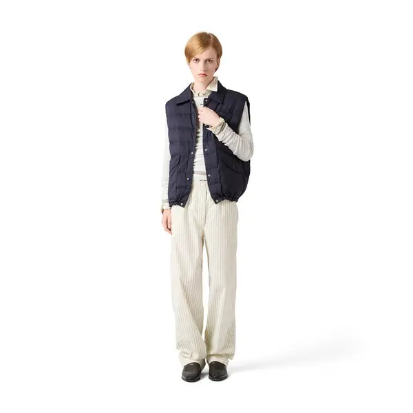 Miu Miu Technical Pongé Down Vest - Navy