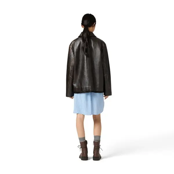 Miu Miu Nappa Leather Jacket - Coffee