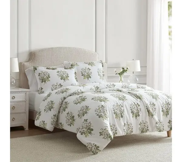 MARTHA STEWART Eloise Floral Grey Cotton King C Omforter Set - One-color