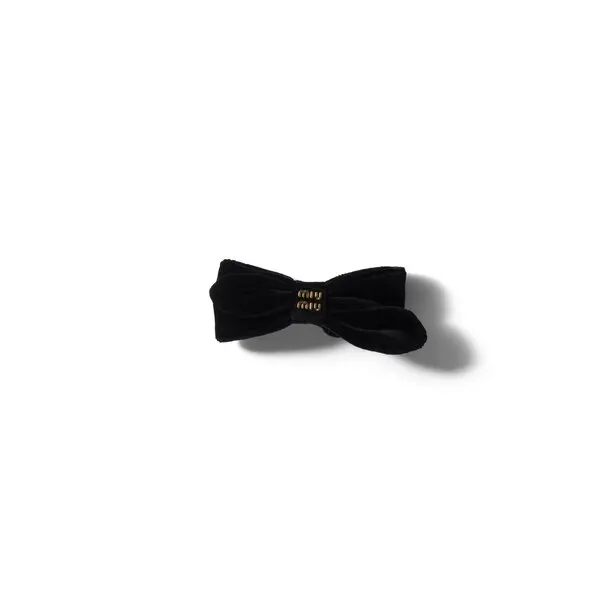 Miu Miu Velvet Bow Hair Clip - Black