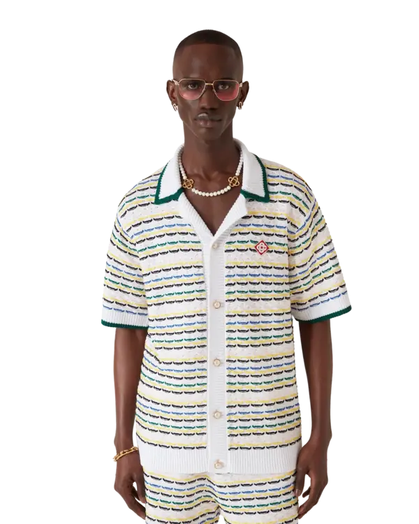 Casablanca Tuck Stitch Short Sleeve Shirt - Multicolor