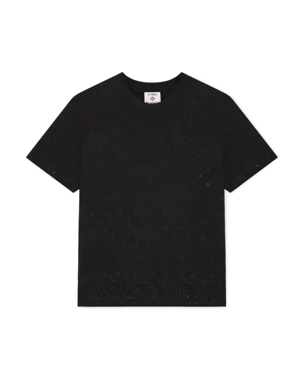 Casablanca Crystal Monogram Logo Short Sleeve T-shirt - Multicolor