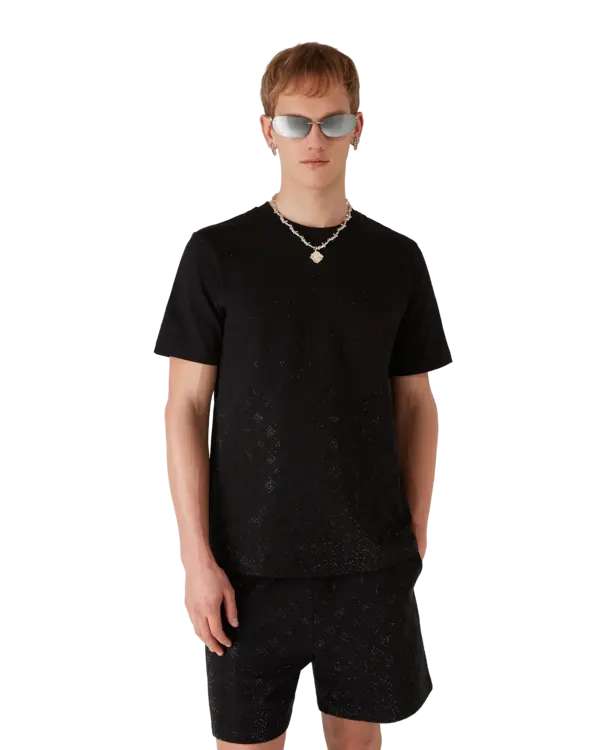 Casablanca Crystal Monogram Logo Short Sleeve T-shirt
