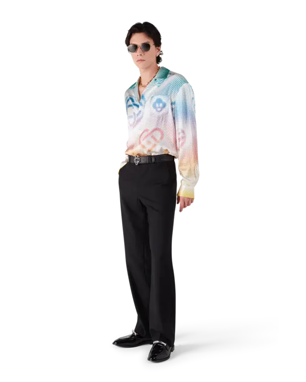 Casablanca Halftone Logo Long Sleeve Silk Shirt - Multicolor