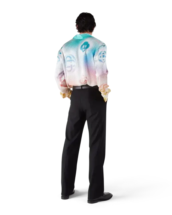 Casablanca Halftone Logo Long Sleeve Silk Shirt - Multicolor