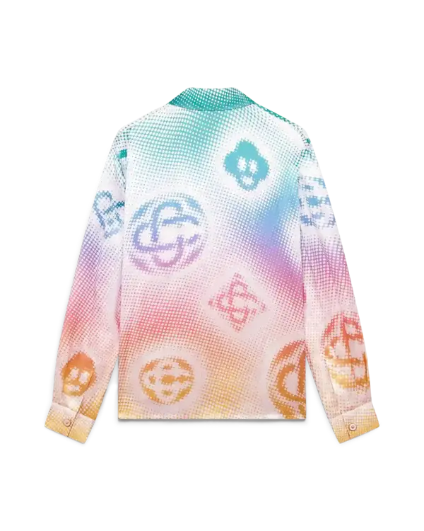 Casablanca Halftone Logo Long Sleeve Silk Shirt - Multicolor