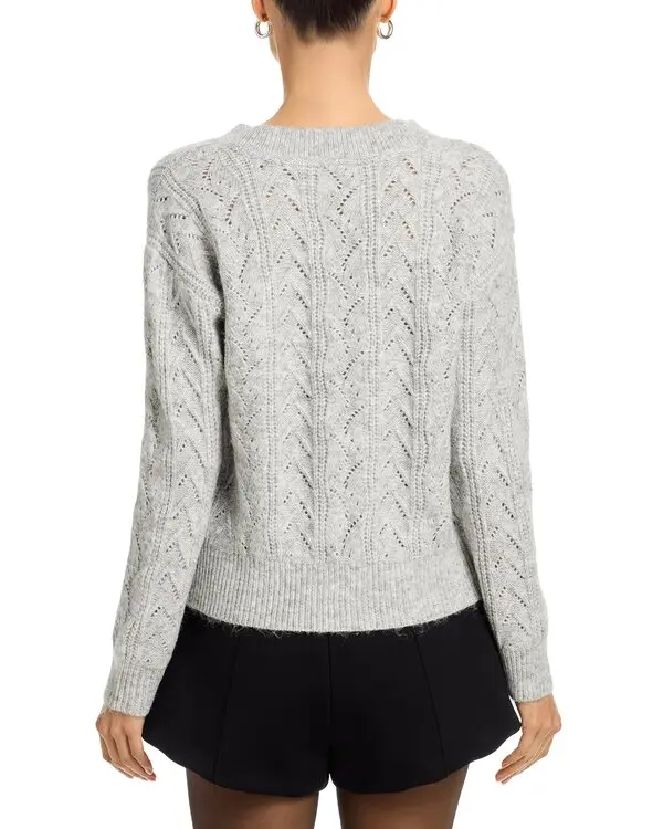 Aqua Brka Pointelle V Neck Sweater