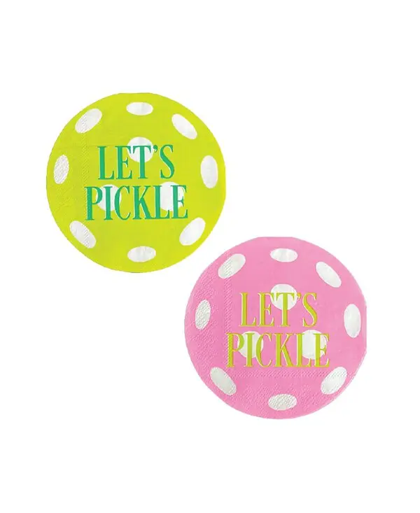JOLLITY & CO Pickleball Social Club "let's Pickle" Paper Cocktail Napkins, Set Of 20 - Multicolor